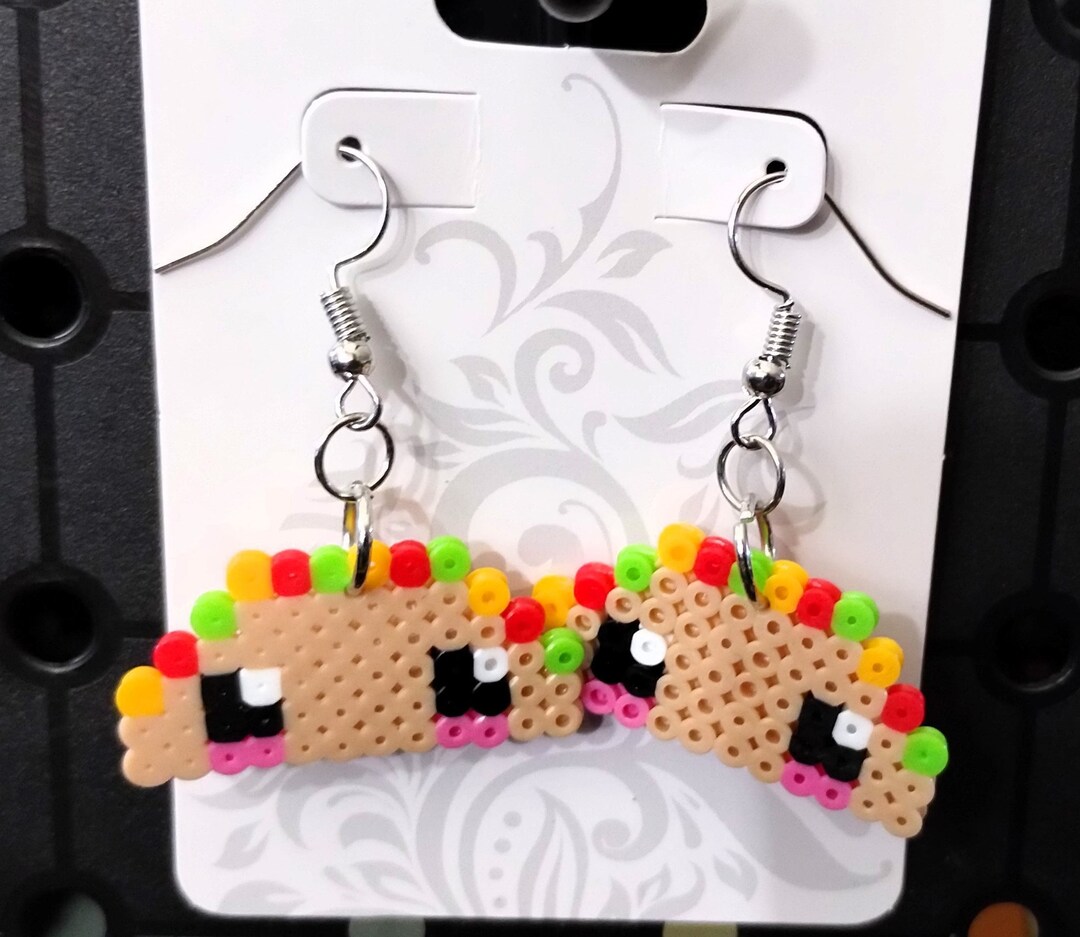 Taco (not Raining) Earrings / Perler Beads / Hama Beads / Fuse Beds ...
