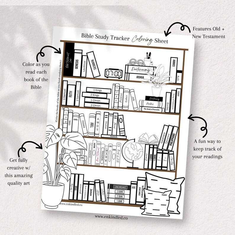 Bible Study Tracker | Bible Bookshelf | Coloring Page | Instant Digital ...