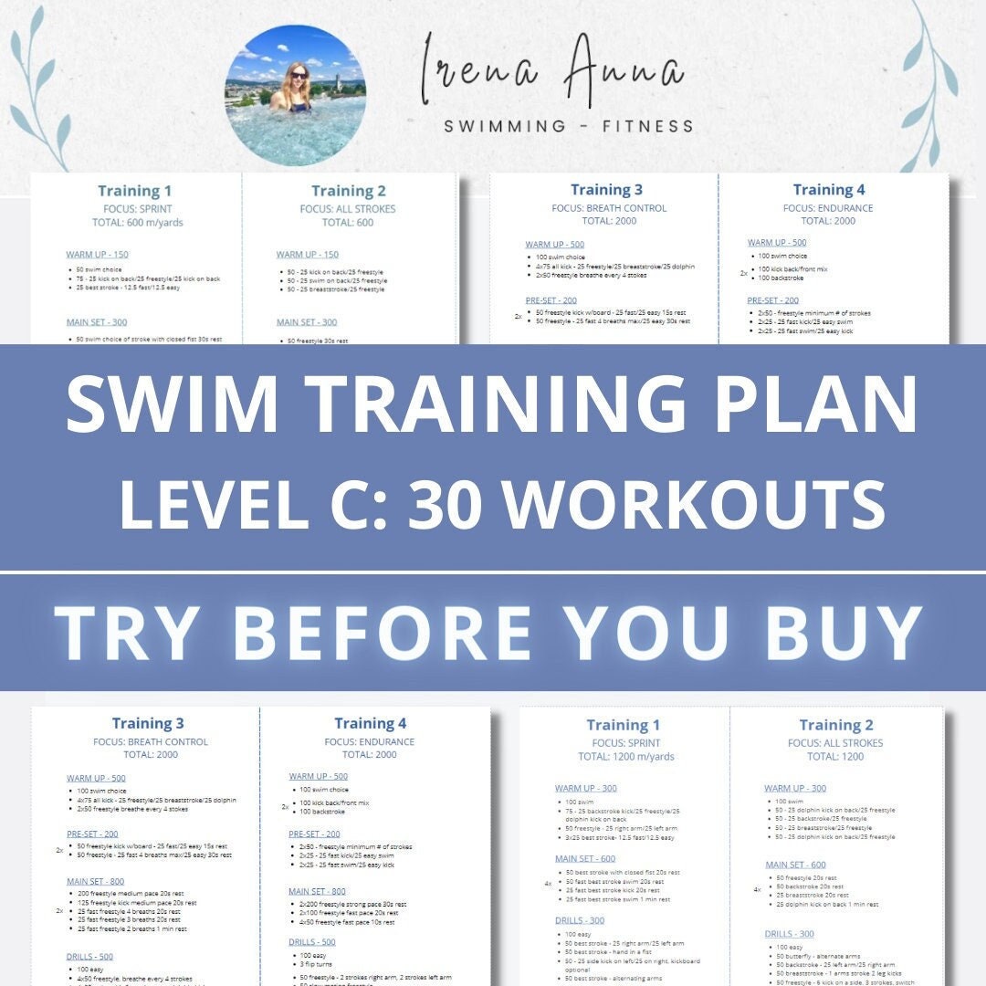Level C: 30-day Swim Workout Challenge by a Former D1 Swimmer and Swim ...