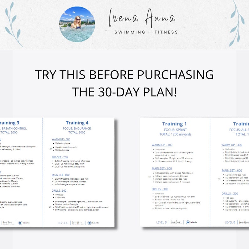 Swim Training Plan, Pre-written Practices From a D1 College Swimmer and ...