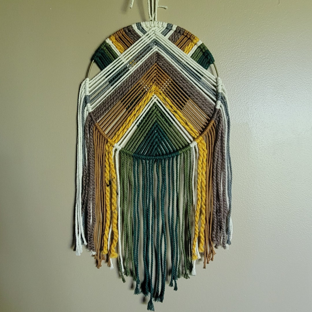 Green and Yellow Weave Macrame Wall Hanging - Etsy