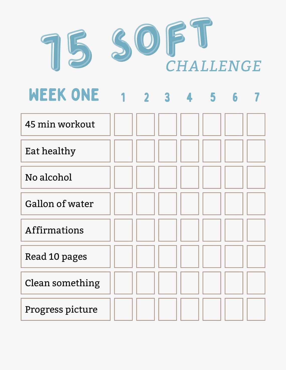 75 Soft Challenge Checklist/ Daily Habit Tracker/ Digital Schedule - Etsy