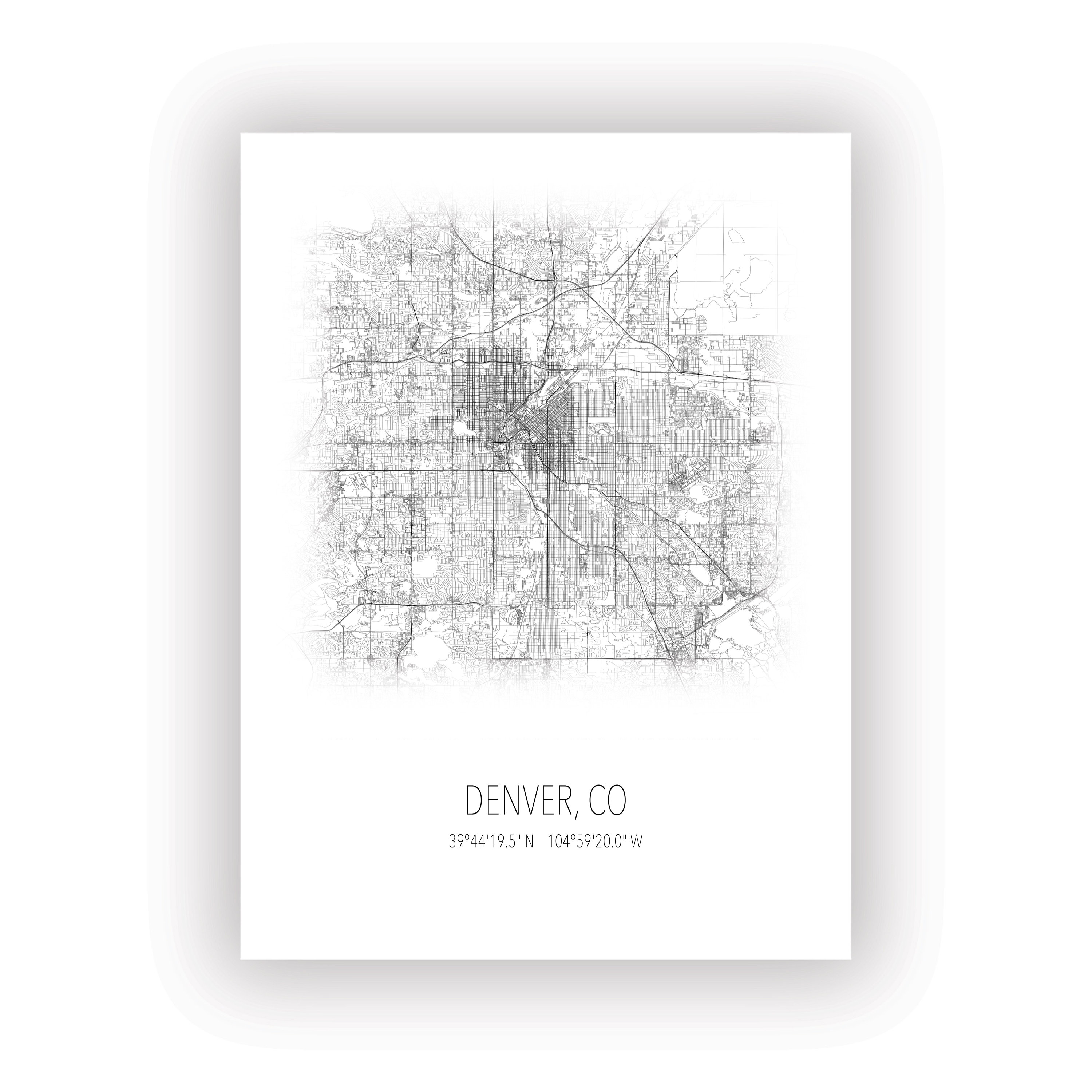 Denver CO City Street Map Wall Art - Etsy