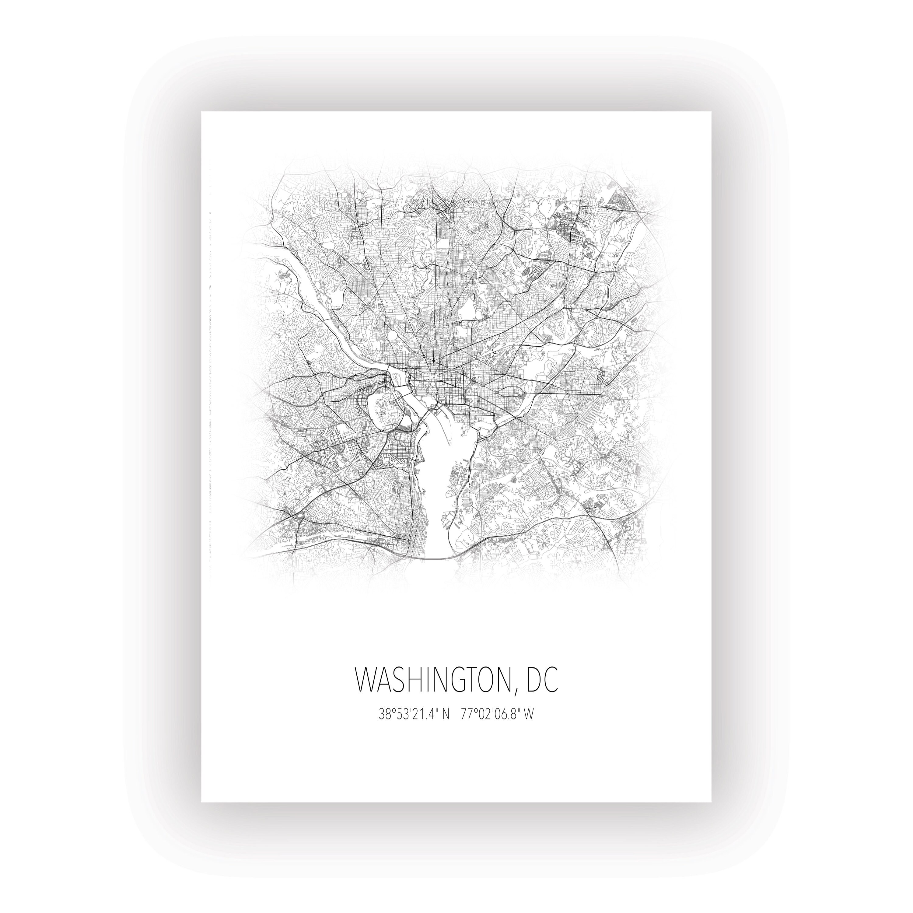 Washington DC City Street Map Wall Art - Etsy