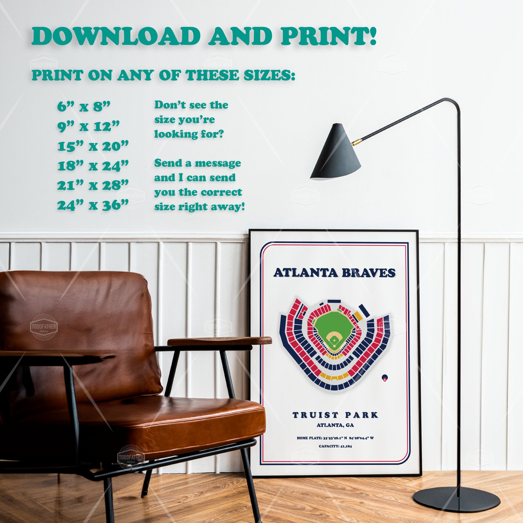 Atlanta Braves, Truist Park Stadium Map, Download & Print - Etsy