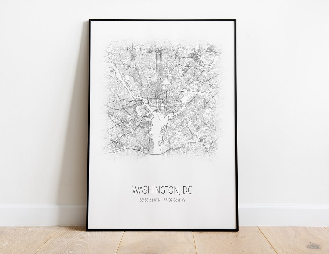 Washington, DC City Street Map Wall Art - Etsy