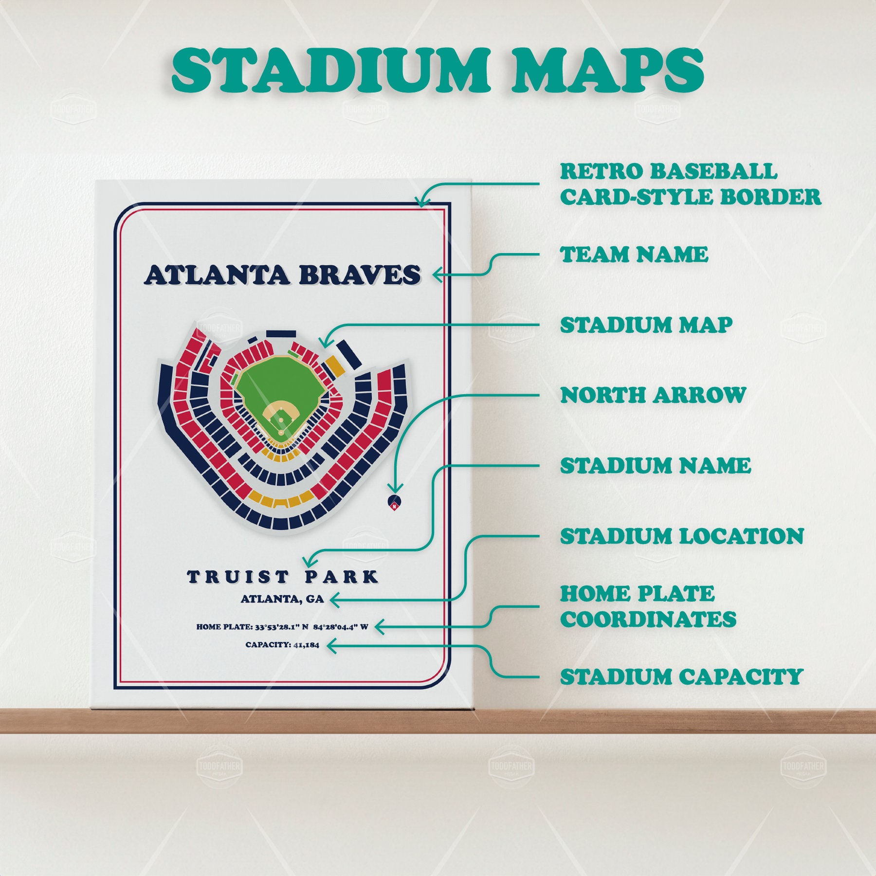Atlanta Braves, Truist Park Stadium Map, Download & Print - Etsy