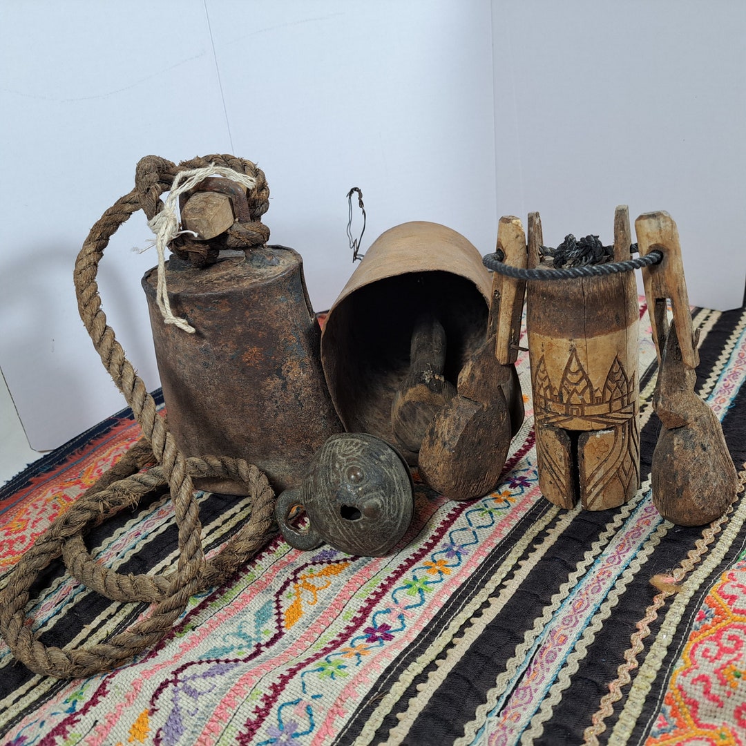 Antique Bell Lot - Tiger Bell, Water Buffalo, Old Cow Bell Thailand - Etsy