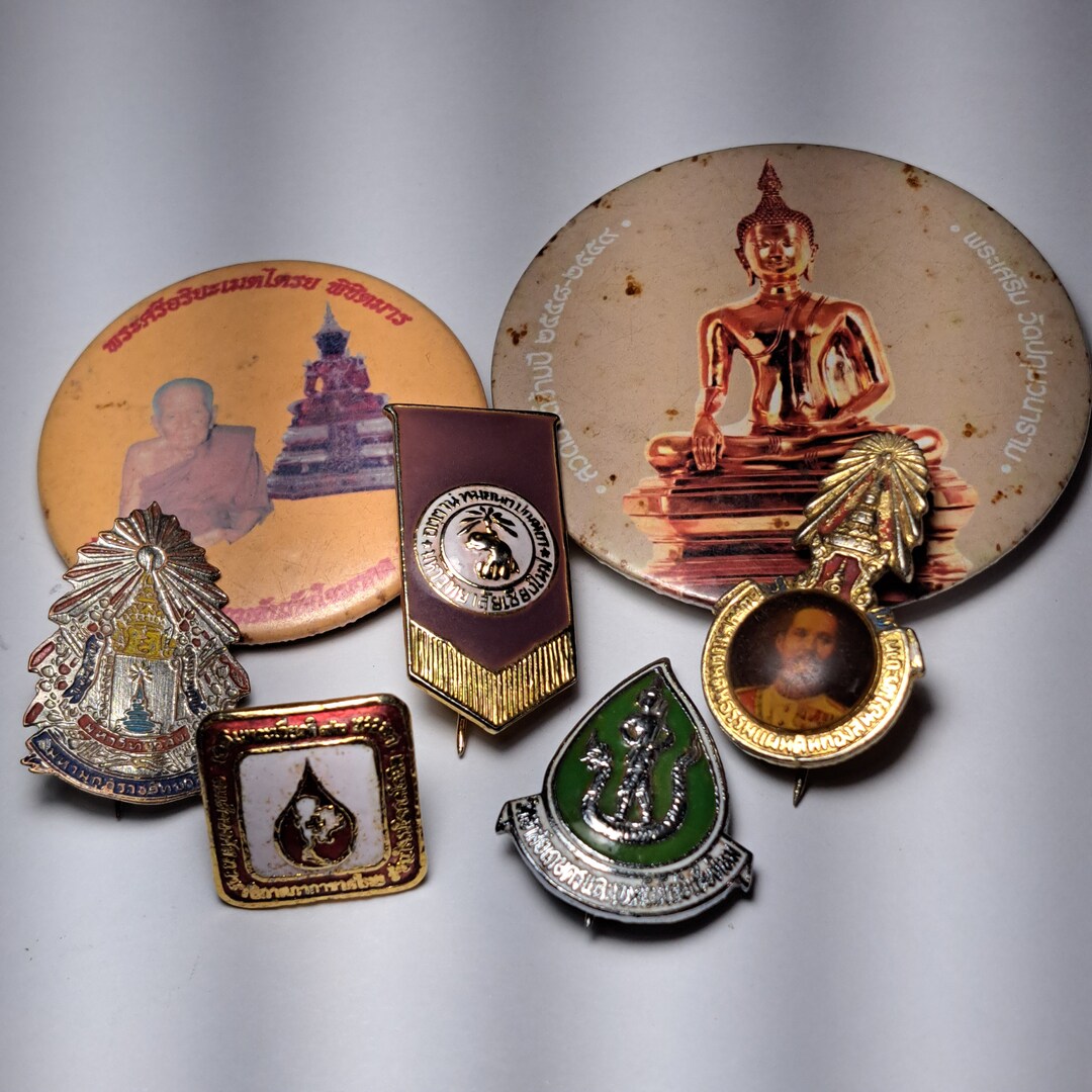 Military and Buddhist Thailand Pin Set, Vintage, One of A Kind, Badge ...
