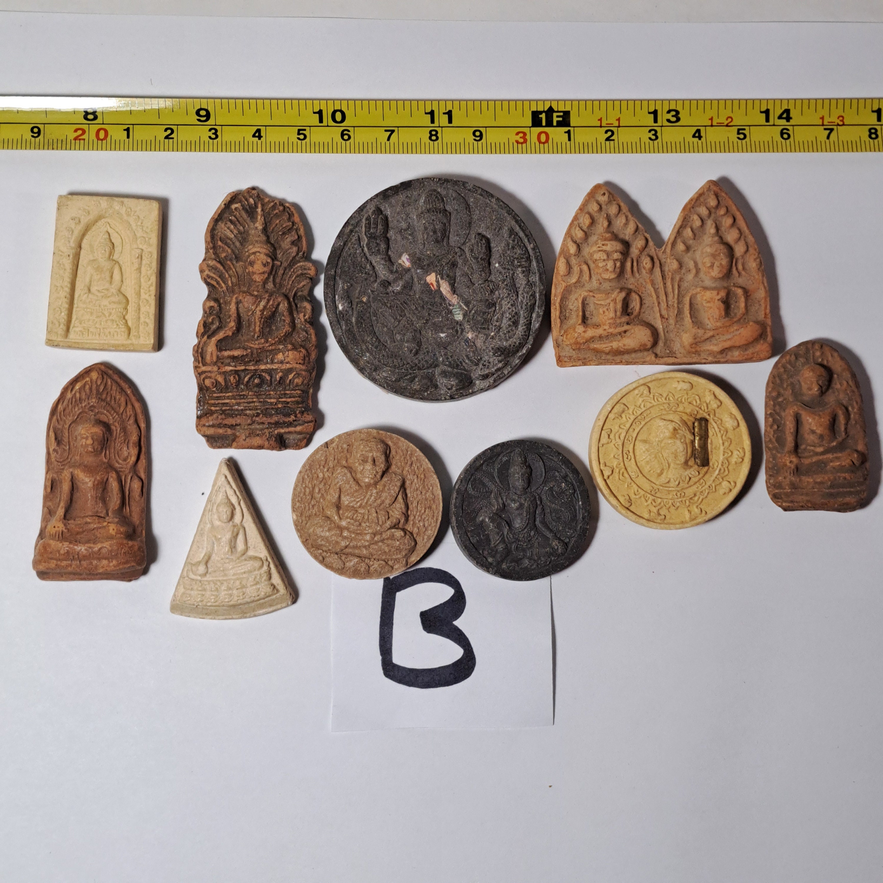 Lucky Buddha and Hindu Clay Temple Votives Large Group Thailand Myanmar ...