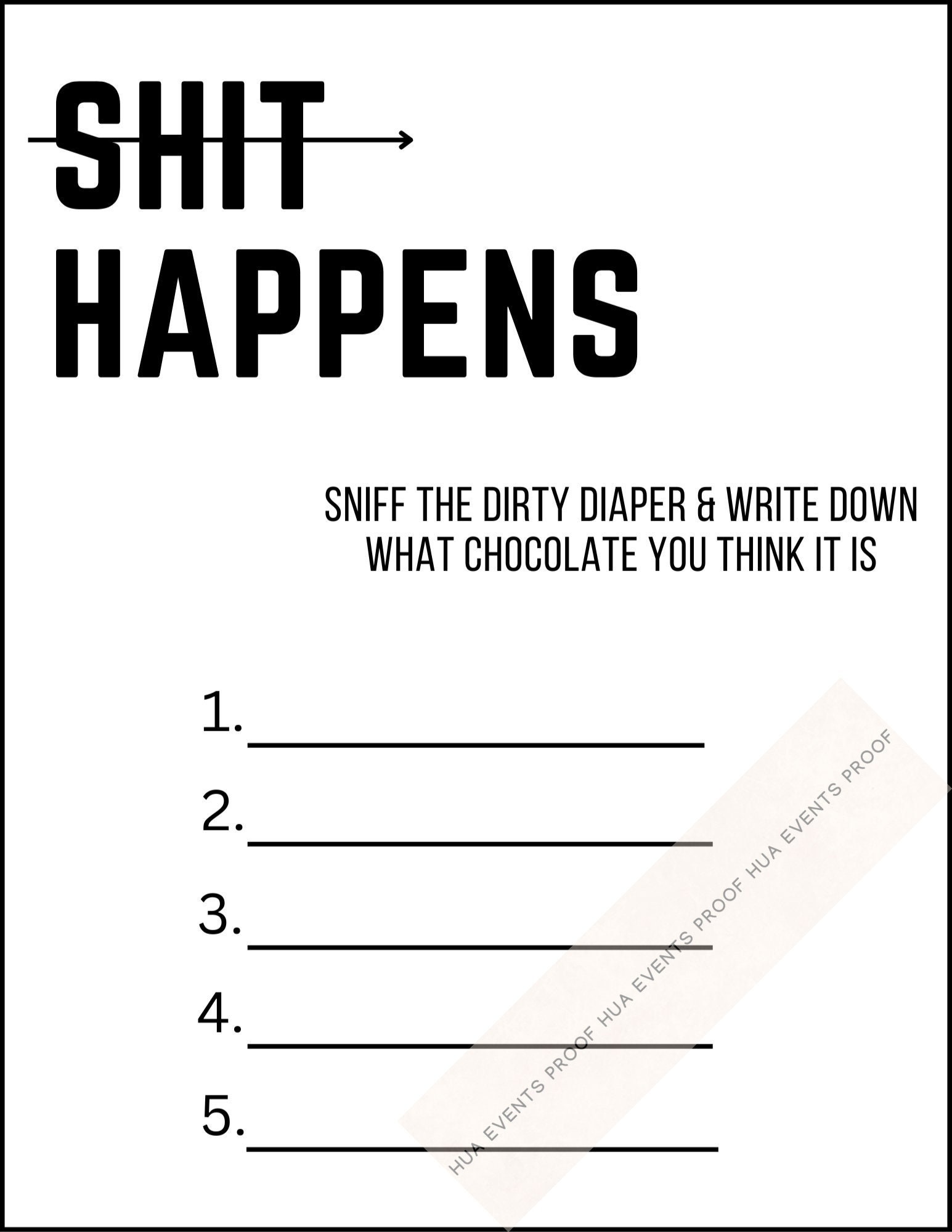 Dirty Diaper Baby Shower Game Printable – Funny Baby Shower Game – Shit ...