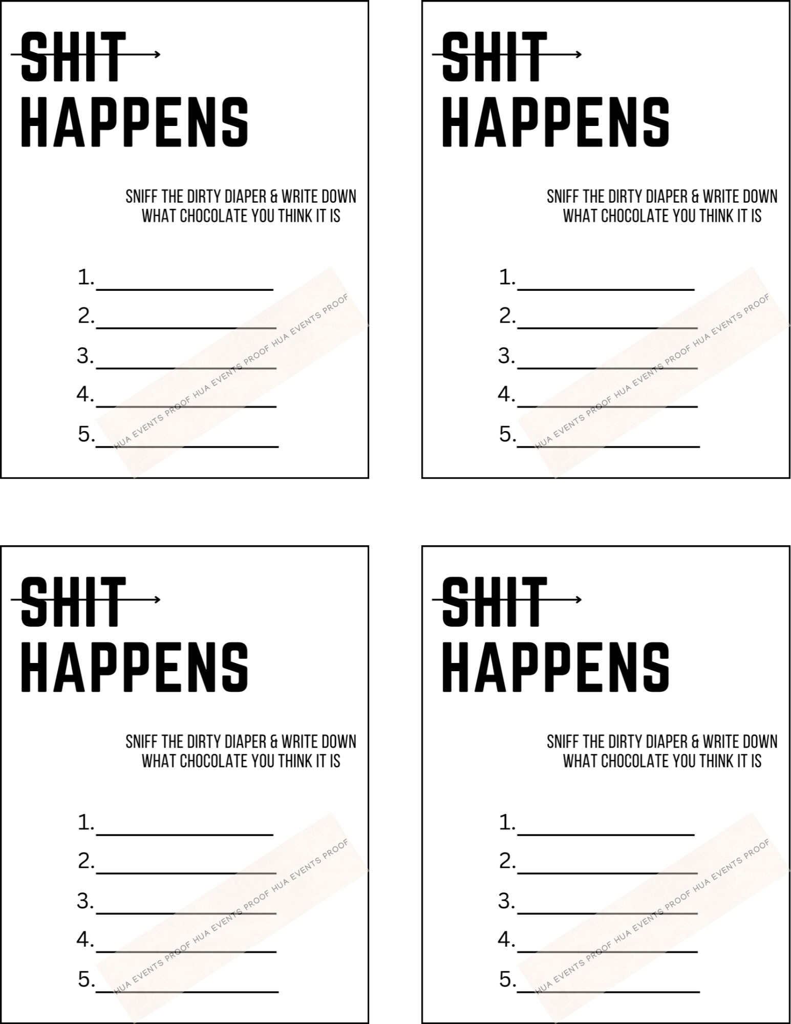Dirty Diaper Baby Shower Game Printable – Funny Baby Shower Game – Shit ...