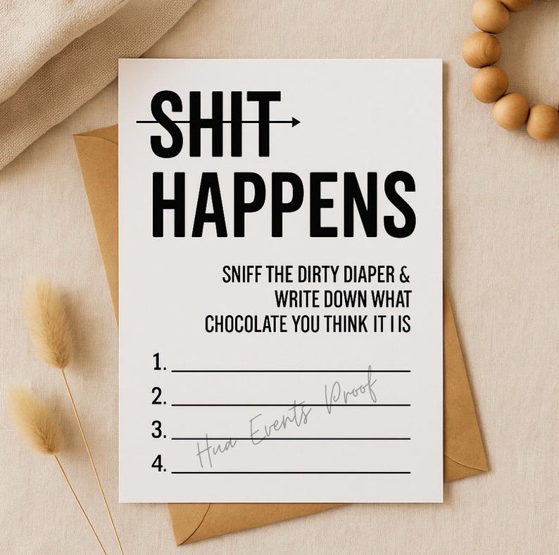 Dirty Diaper Baby Shower Game Printable – Funny Baby Shower Game – Shit ...