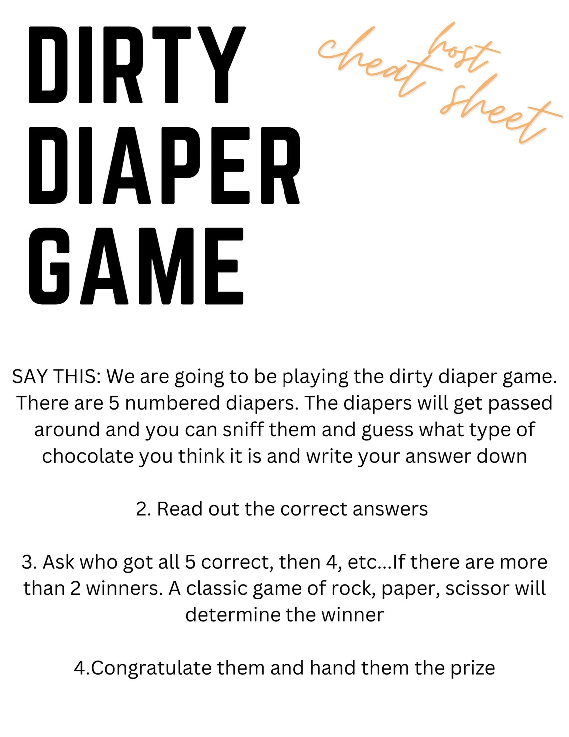 Dirty Diaper Baby Shower Game Printable – Funny Baby Shower Game – Shit ...