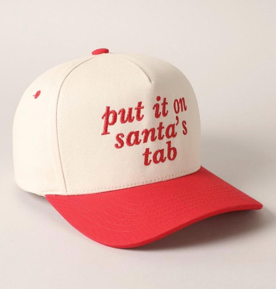 Put It on Santa’s Tab Hat; Canvas Hat; Christmas Hat; Funny Santa Hat ...