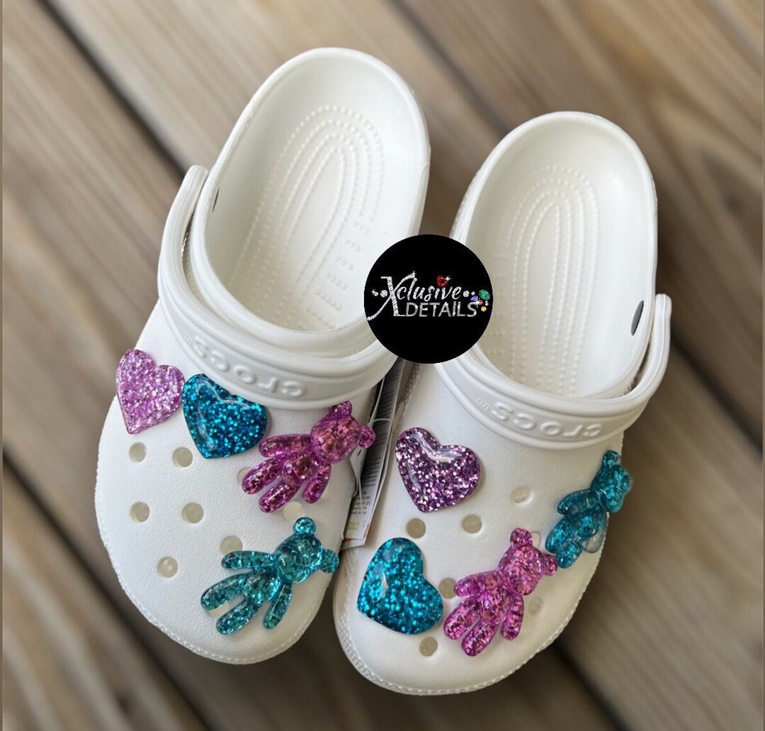 GLITTER BLING Bear & Heart Shoe Charms Charms for Crocs Charms Shoe ...