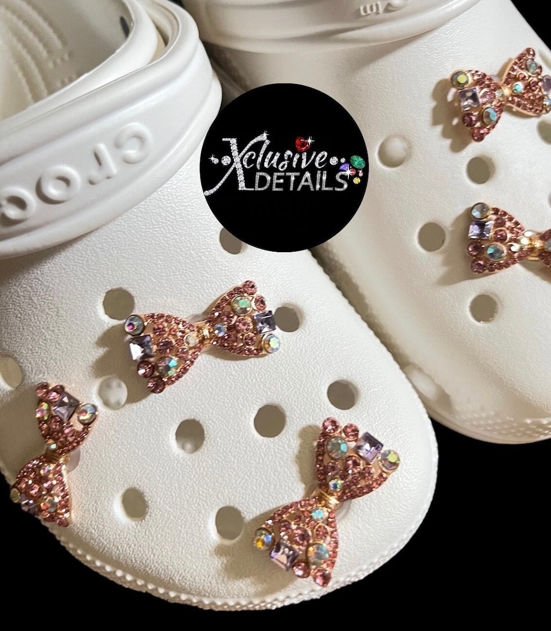 Large Gold Bling junk Bow Shoe Charms, Jibbitz, Charms, Shoe ...