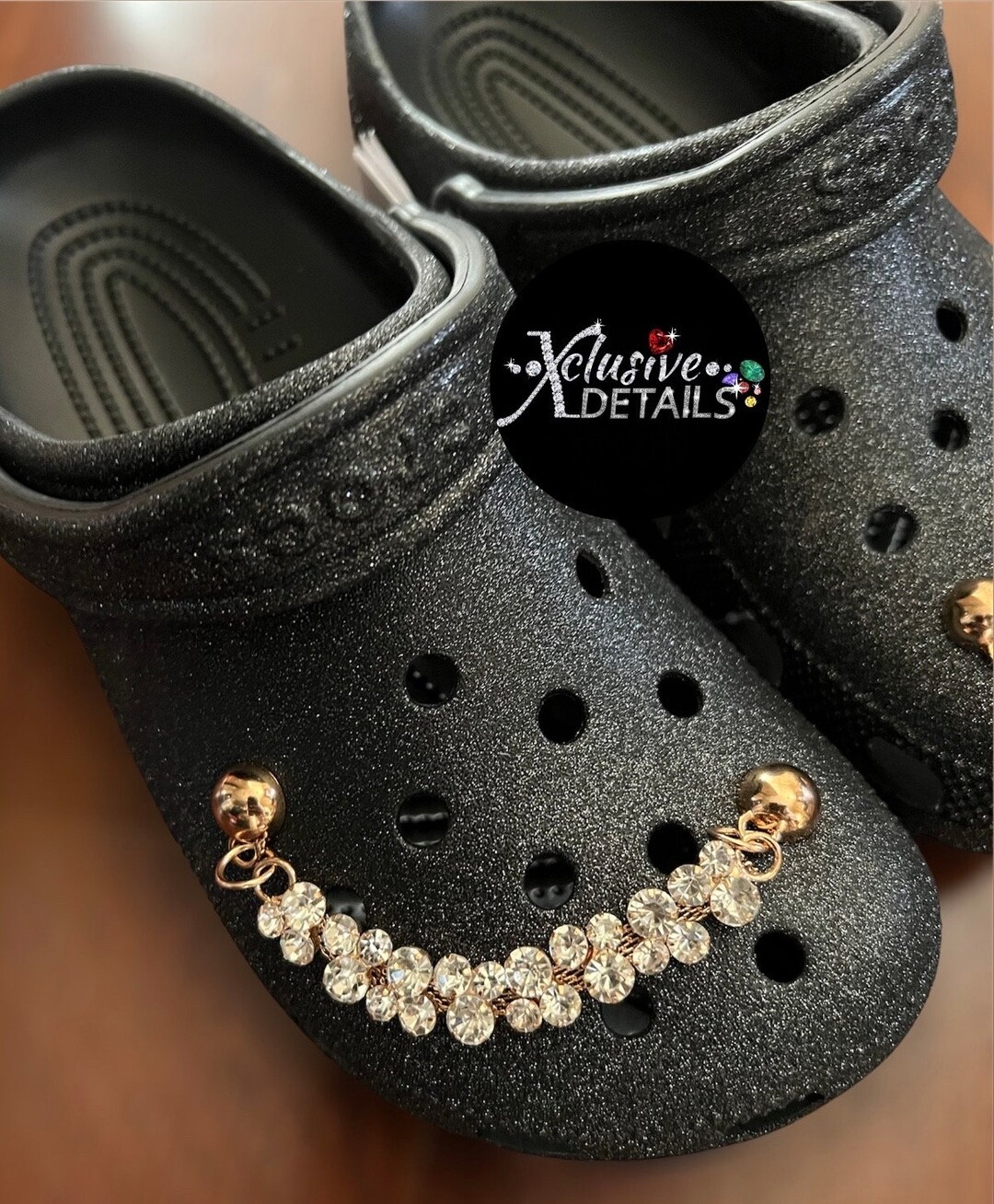 GOLD Triple Bling Shoe Charm DANGLE Shoe Charms , Jibbitz , Shoe ...