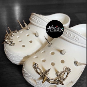 SILVER Spike Shoe Chain DANGLE Croc Charms Croc Chains Shoe Chains ...