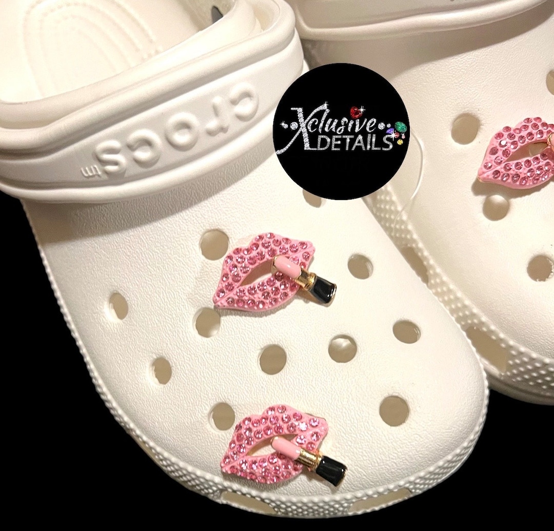 Pink Bling Lip Metal Shoe Charms, Shoe Decorations, Jibbitz, Valentines ...