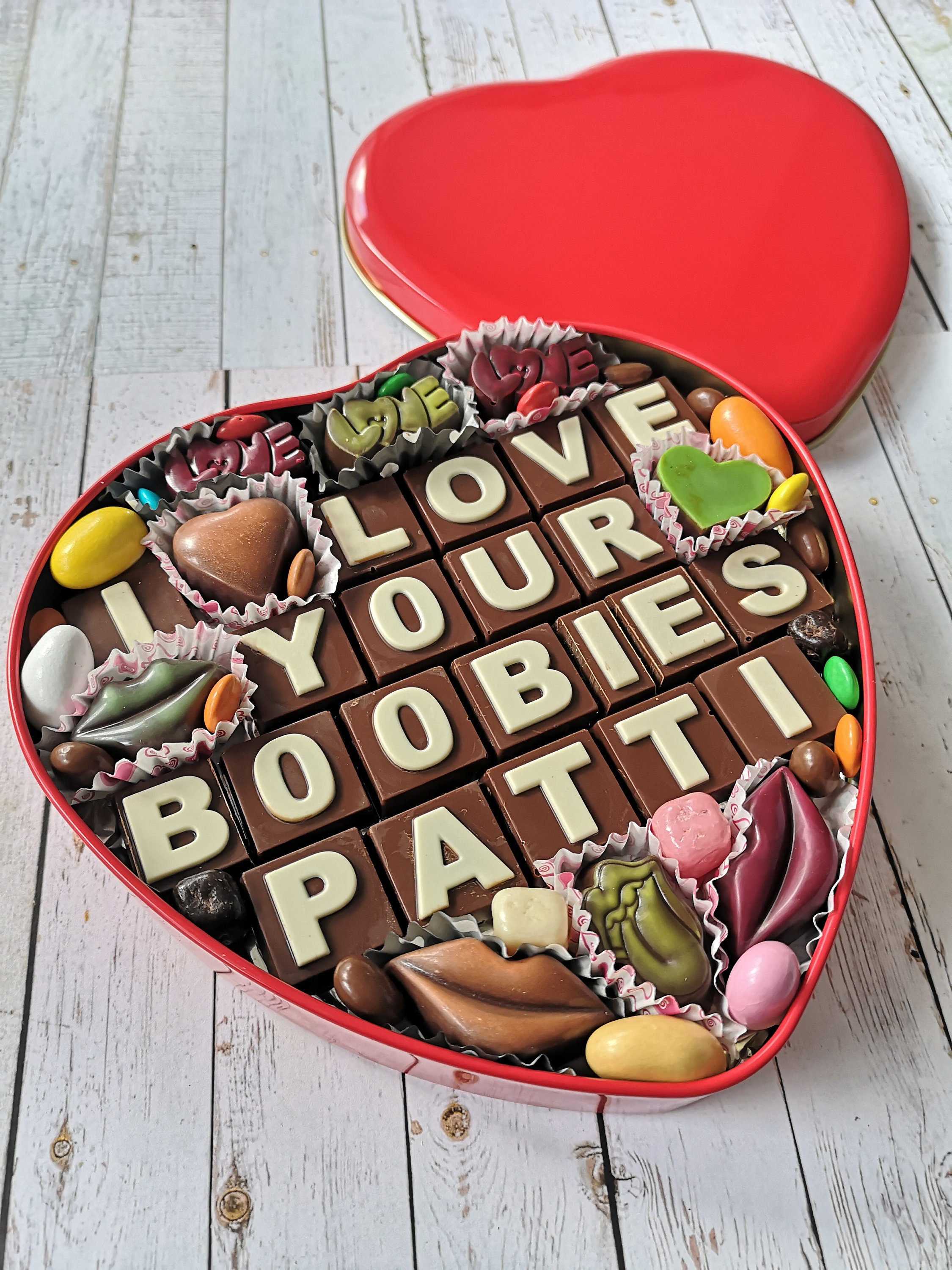 Personalized Funny Boobies Chocolate Box, Valentine Day Chocolate Gift ...