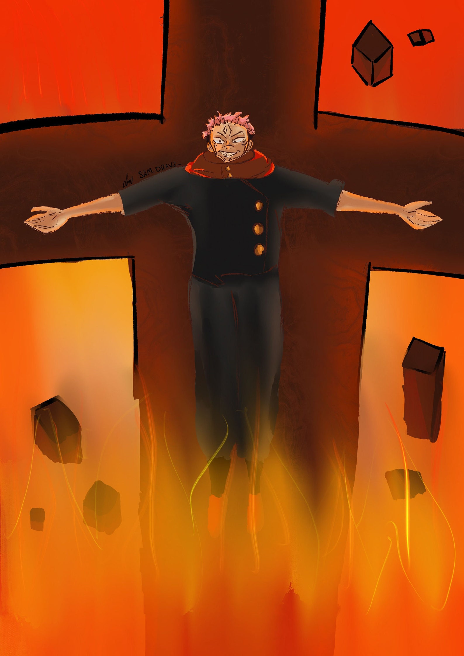 Jujustu Kaisen Sukuna Print, Printable Fan Art Sukuna Downloadable File ...