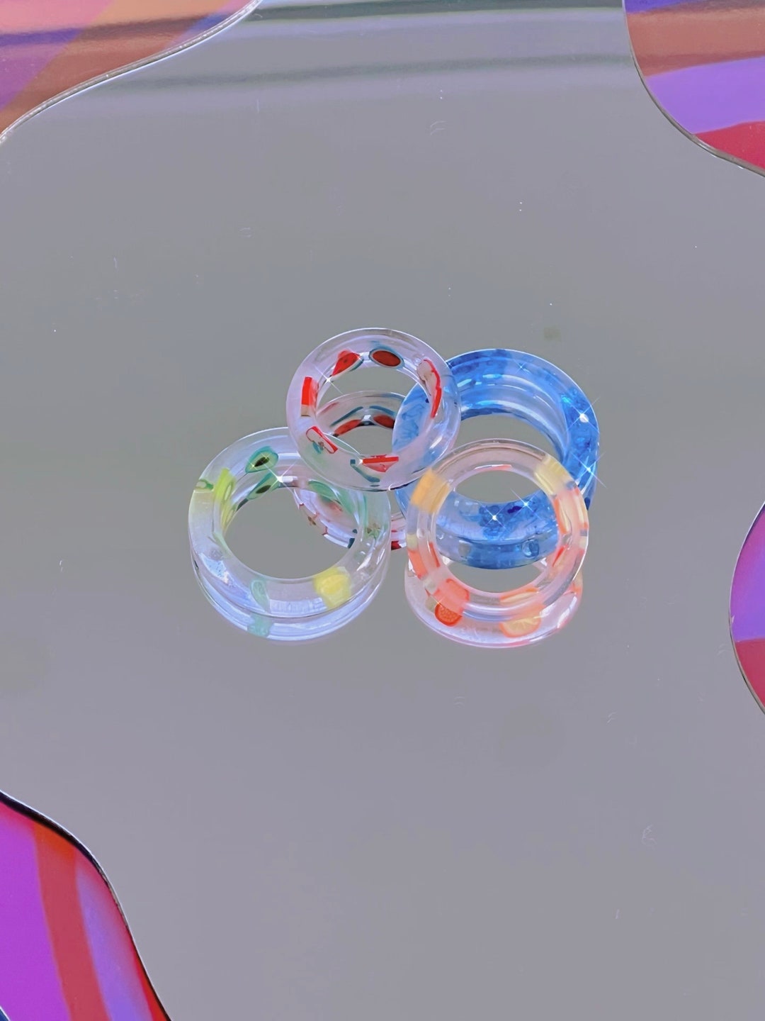 Fruit Resin Rings Resin, Fruit Decals, Resin Rings - Etsy