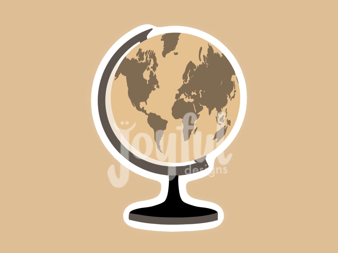Neutral-colored Globe Sticker - Etsy