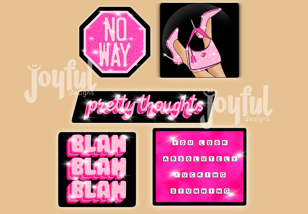 Pink & Sparkle Sticker Set - Etsy