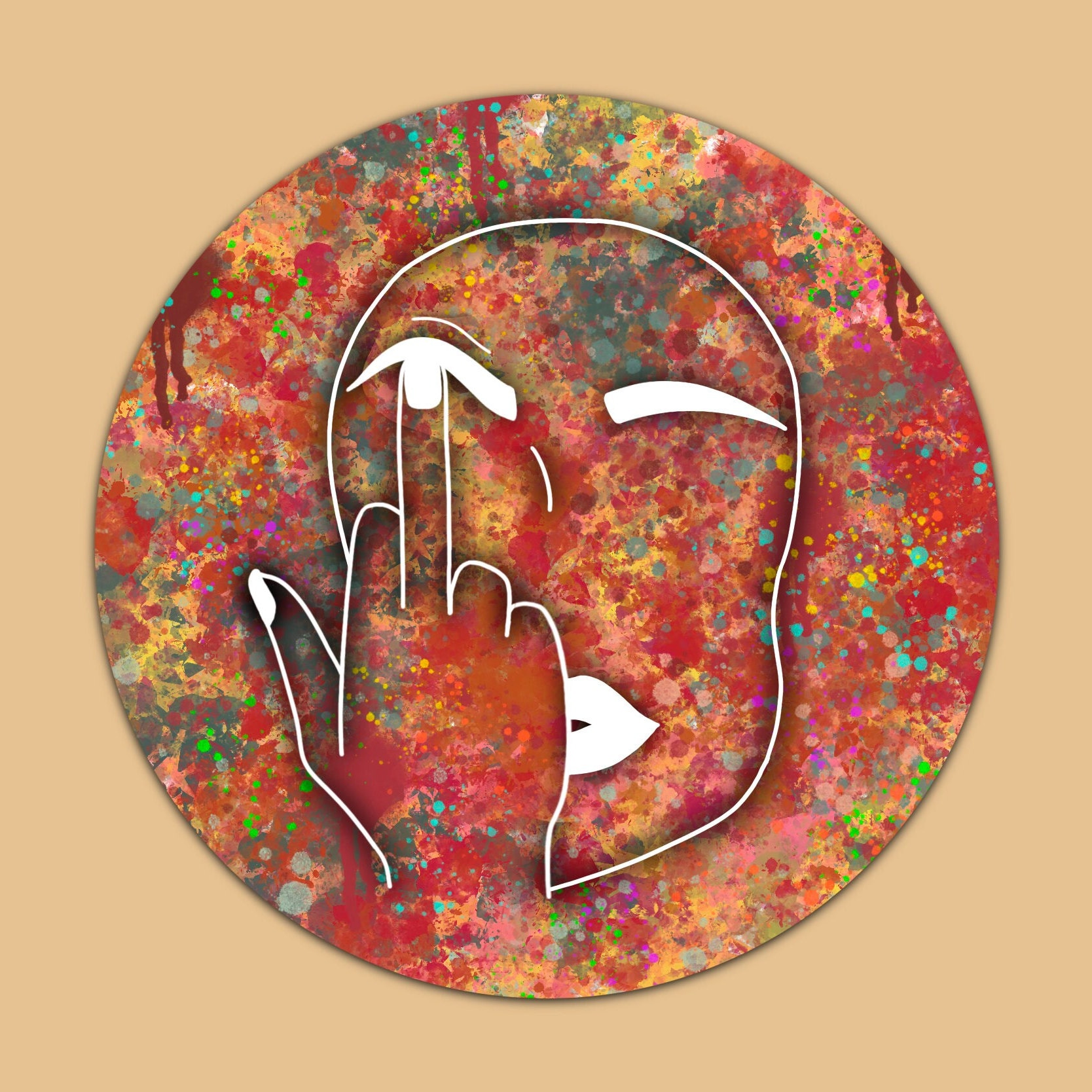 Middle Finger Face Sticker or Button - Etsy
