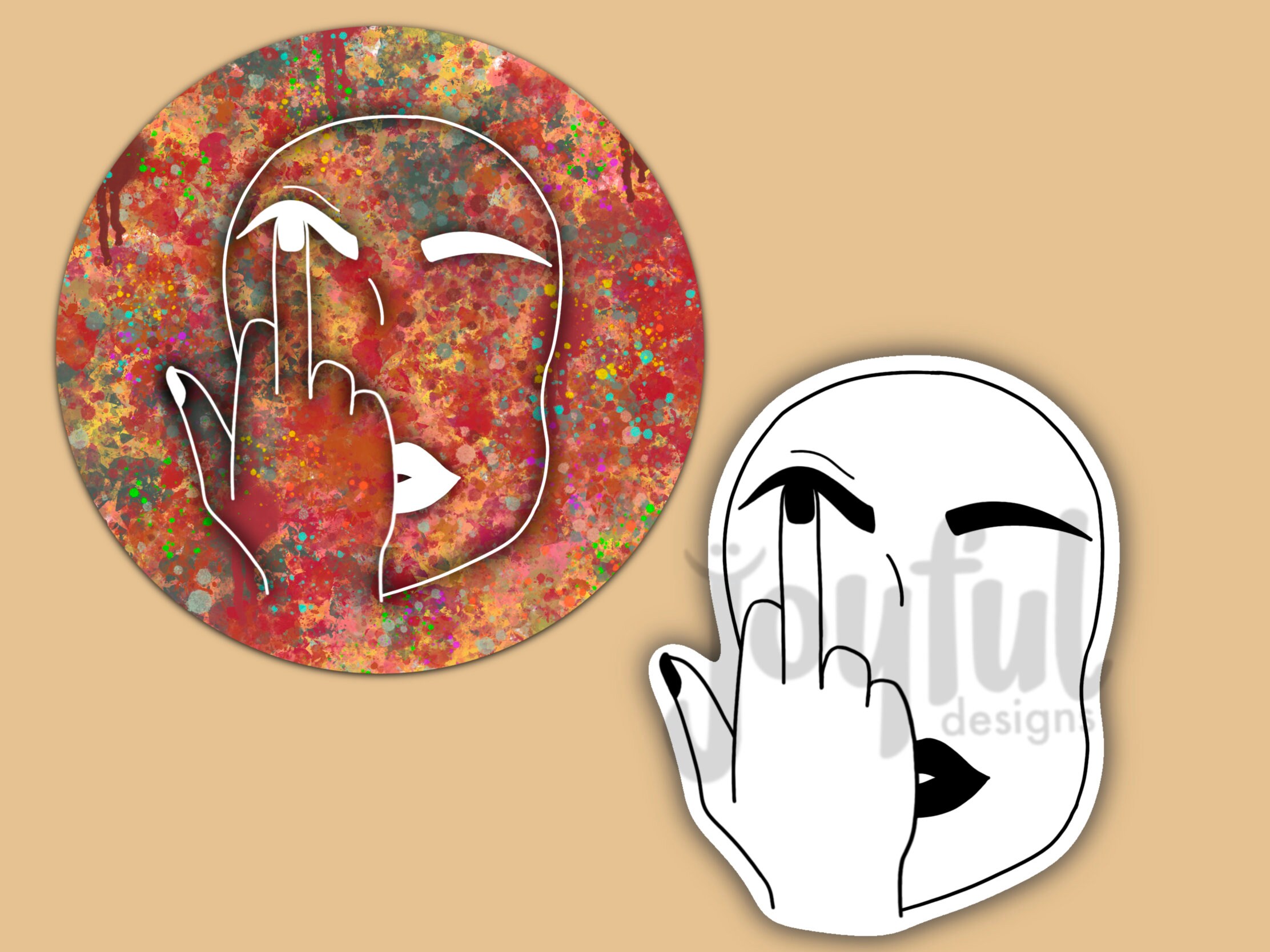 Middle Finger Face Sticker or Button - Etsy