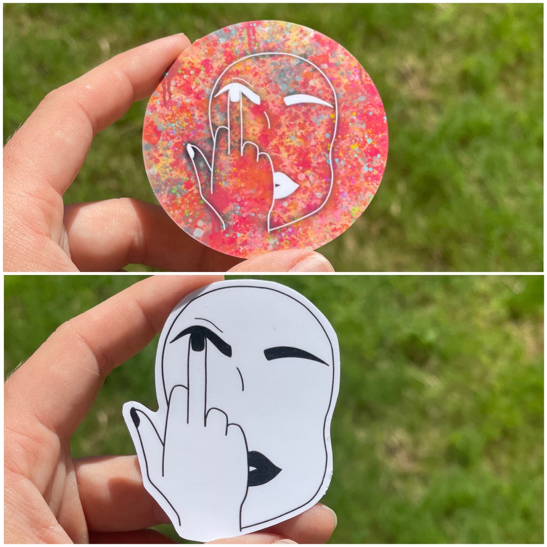 Middle Finger Face Sticker or Button - Etsy