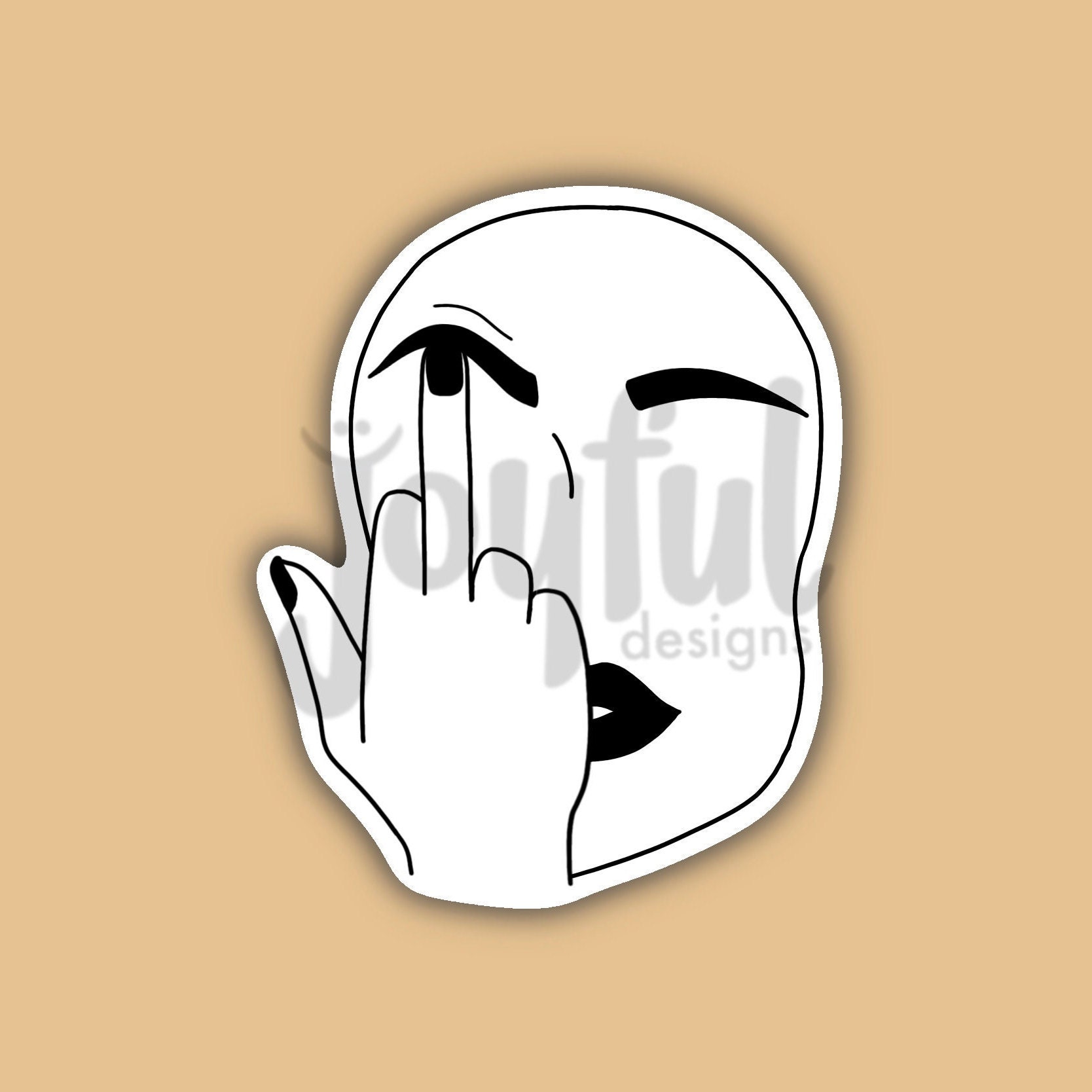Middle Finger Face Sticker or Button - Etsy