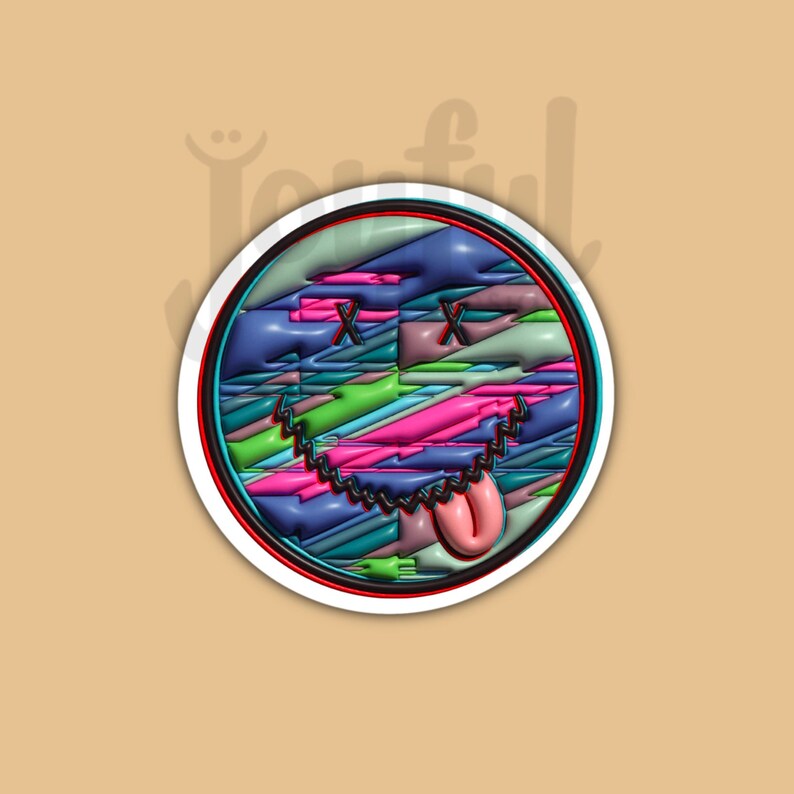 Trippy Smiley Face Sticker - Etsy