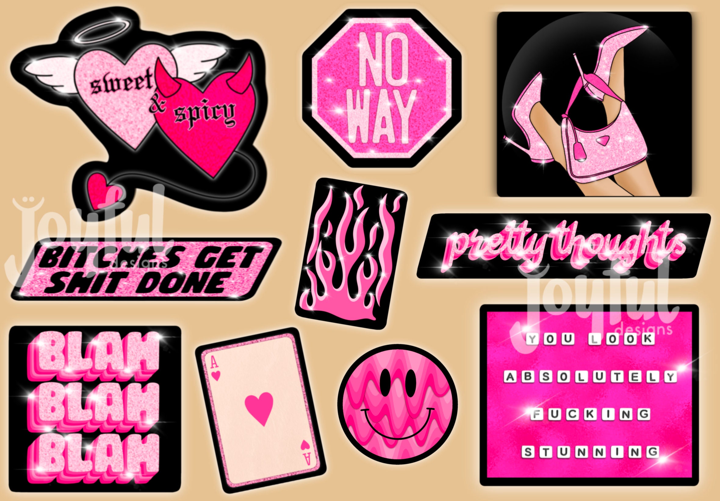 Pink & Sparkle Sticker Set - Etsy