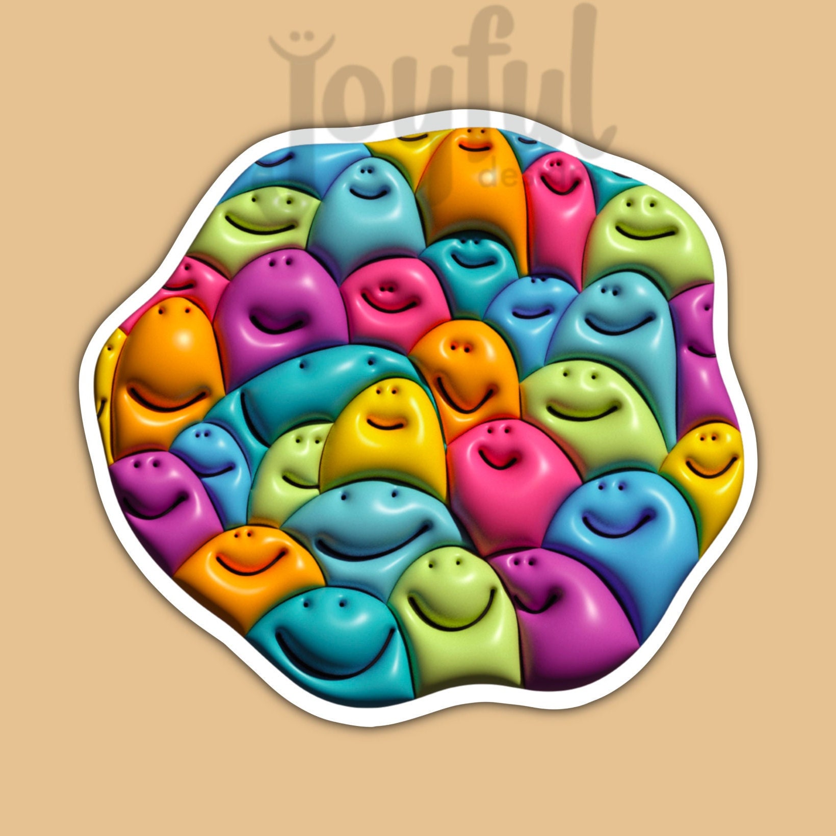 Smiley Blobs Sticker - Etsy