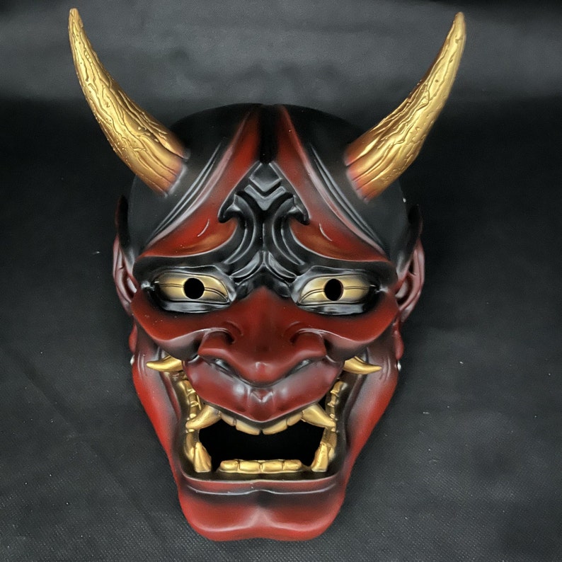 Red Hannya Mask Japanese Oni Masks Demon Samurai Cosplay Mask - Etsy