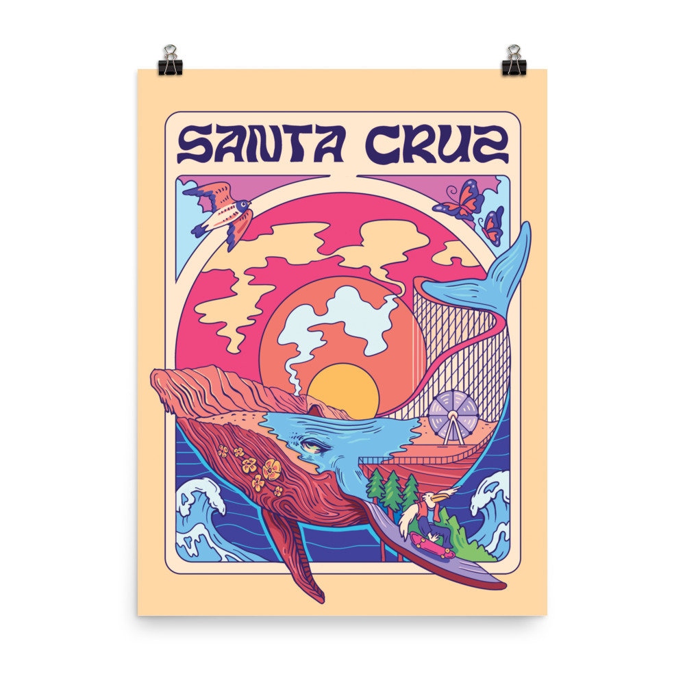 Santa Cruz Poster 18″×24″- Boardwalk, Surf, Skate, Bay Area, Ocean ...