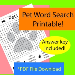 Pets Word Search, Kids Word Search, Animal Word Search, Kids Printables ...