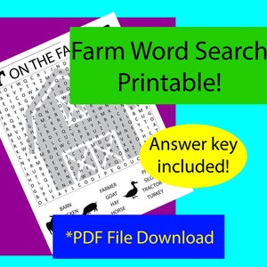 Farm Word Search, Farm Printable, Farm Wordsearch, Printable Word ...