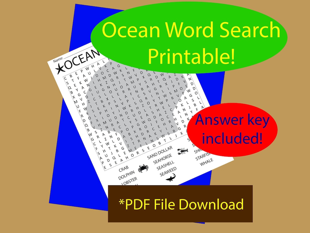 Ocean Word Search, Beach Word Search, Kids Word Search, Word Search ...