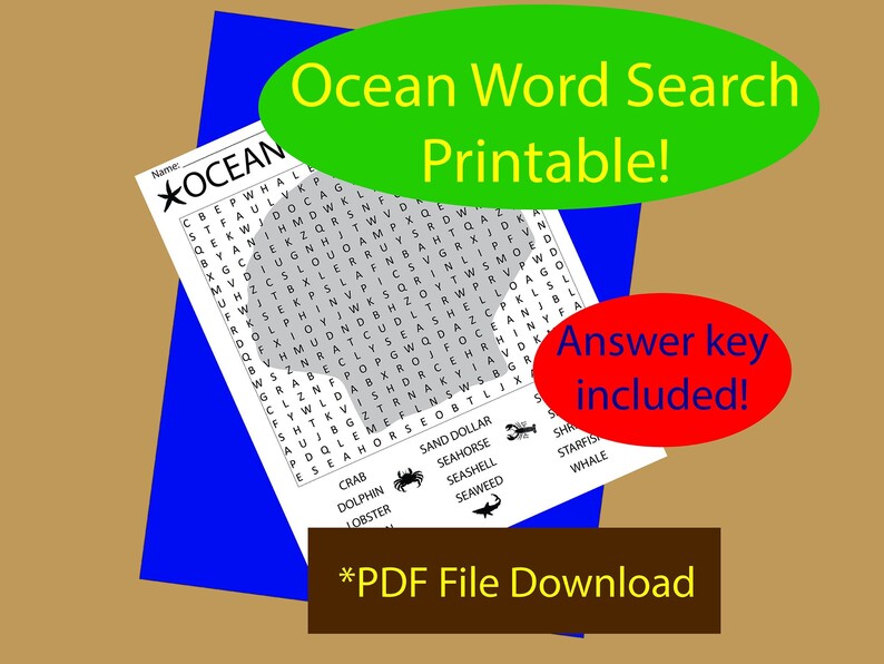 Ocean Word Search, Beach Word Search, Kids Word Search, Word Search ...