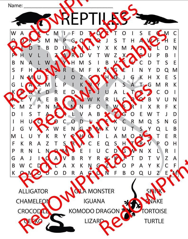 Reptile Word Search, Reptile Worksheet, Kids Word Search, Kids ...