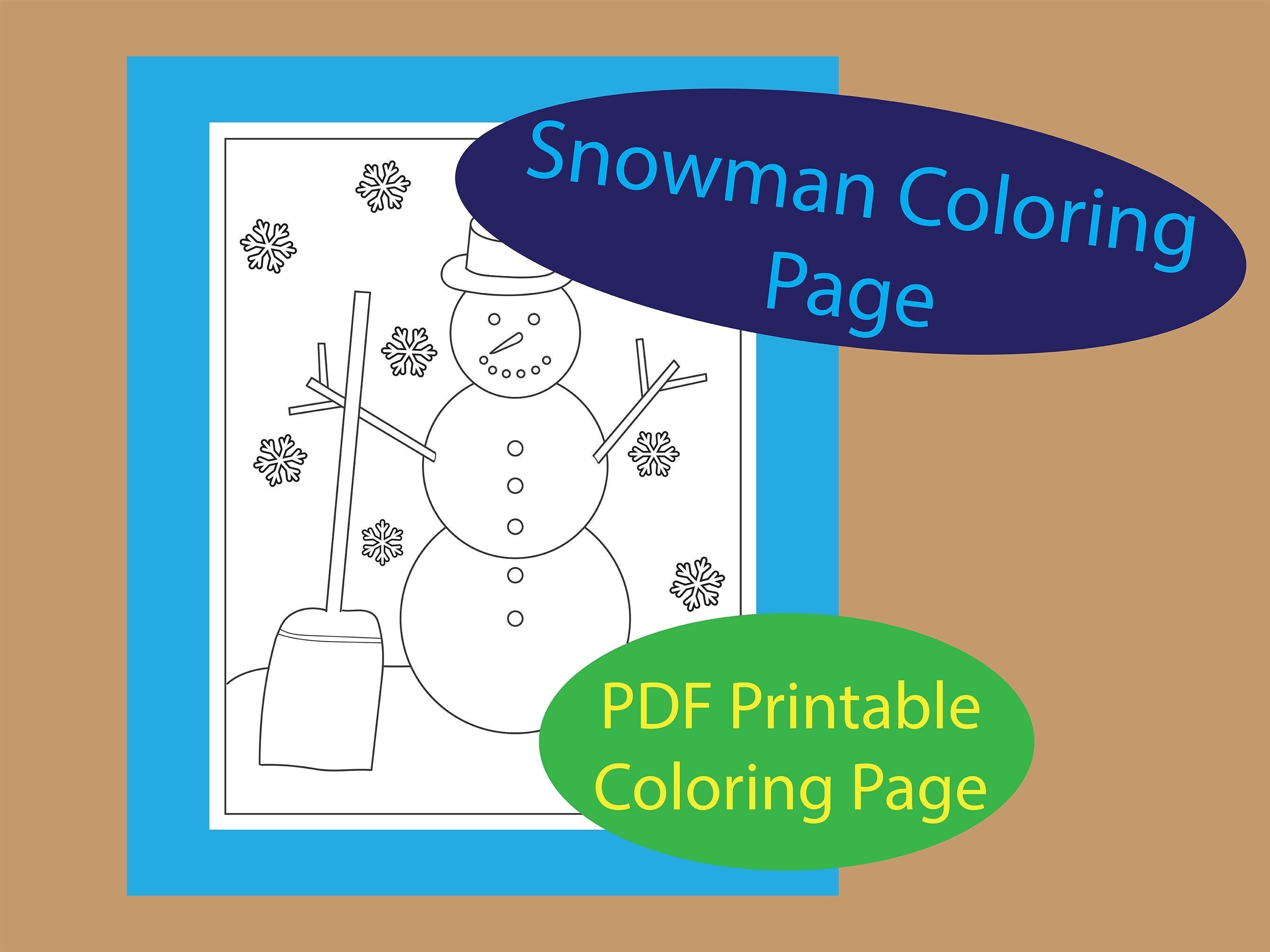 Snowman Coloring Page, Snowman Coloring Printable, Winter Coloring Page ...