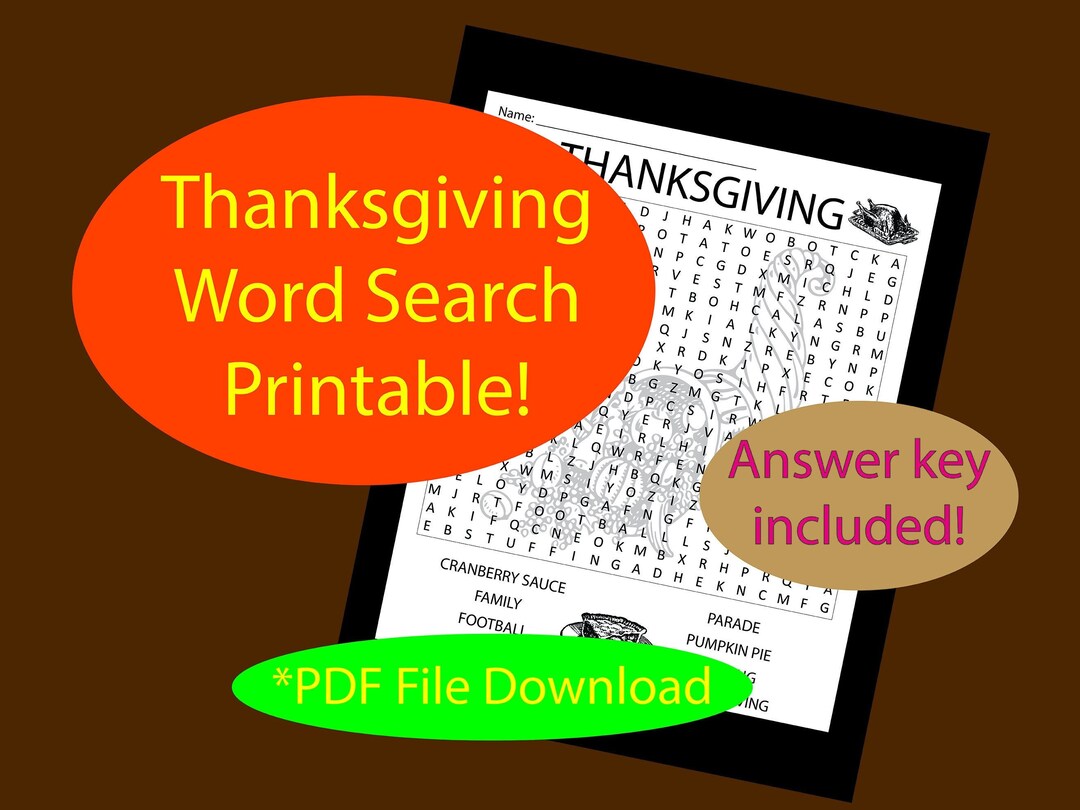Thanksgiving Word Search, Thanksgiving Worksheet, Thanksgiving ...