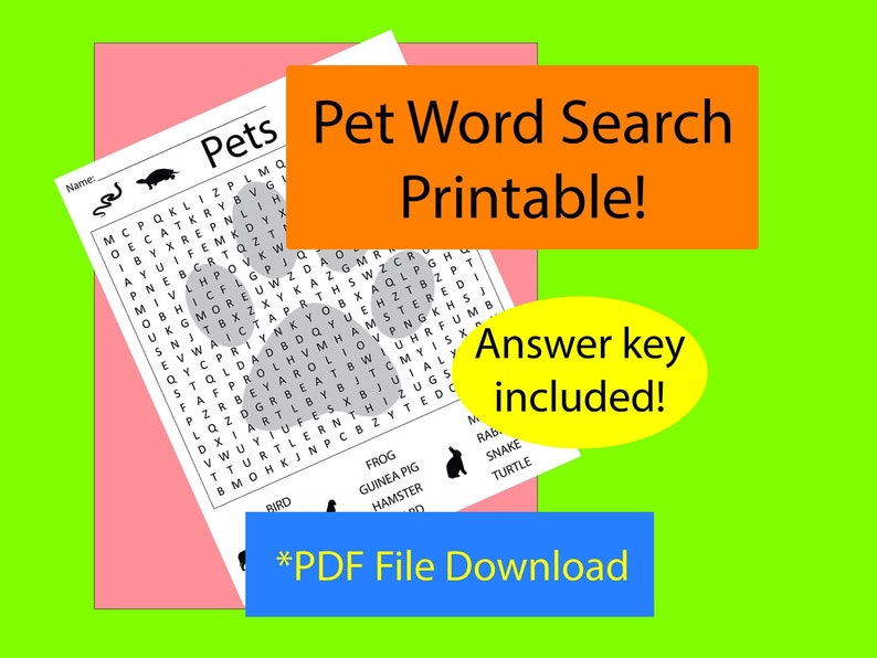 Pets Word Search, Kids Word Search, Animal Word Search, Kids Printables ...