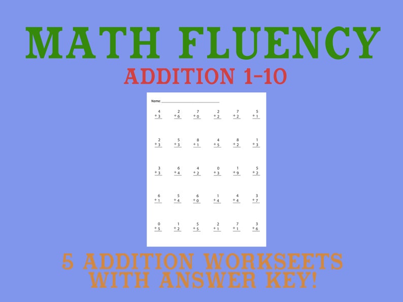 Addition Math Problems, Math Worksheets, Math Fluency, Math Questions ...