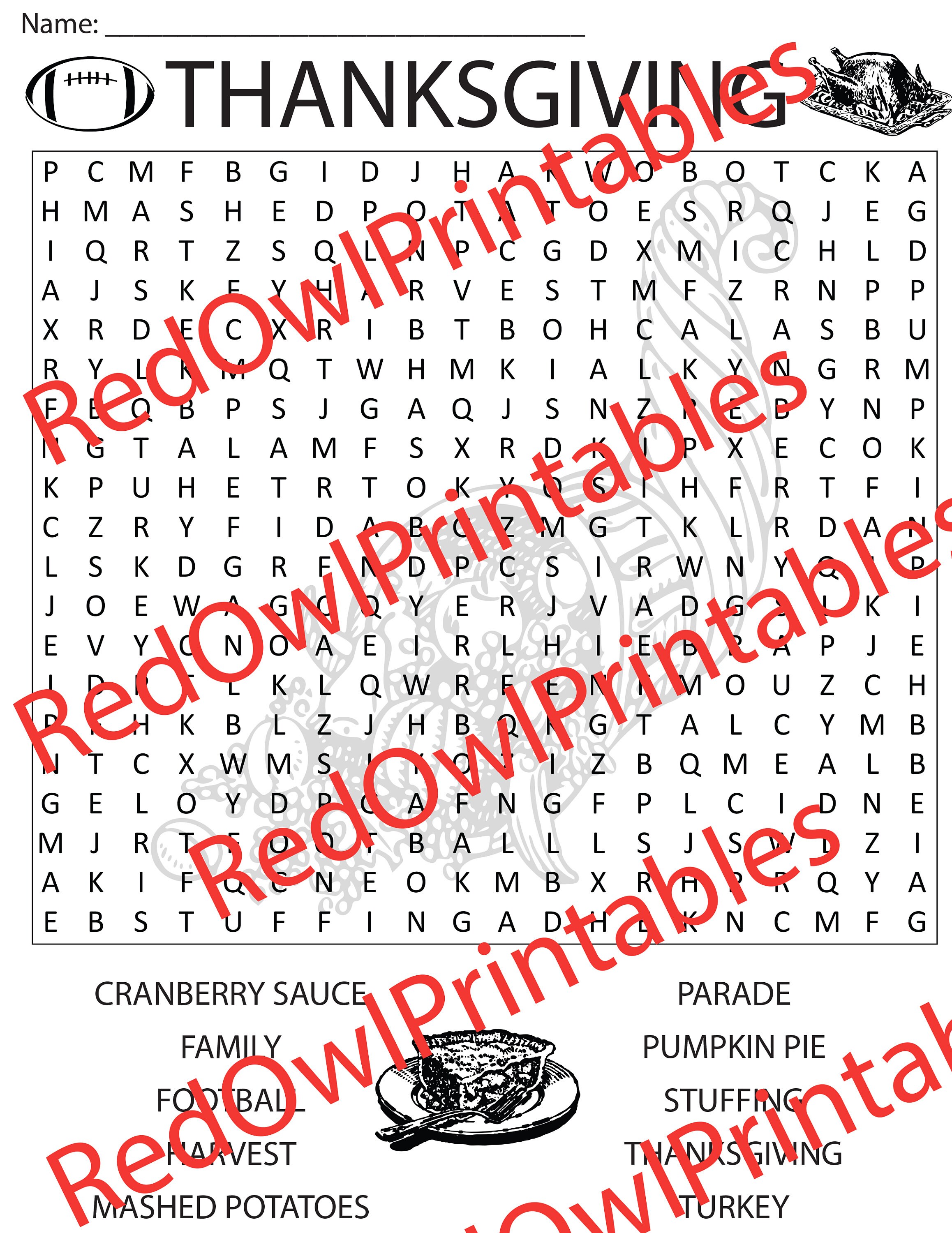 Thanksgiving Word Search, Thanksgiving Worksheet, Thanksgiving ...