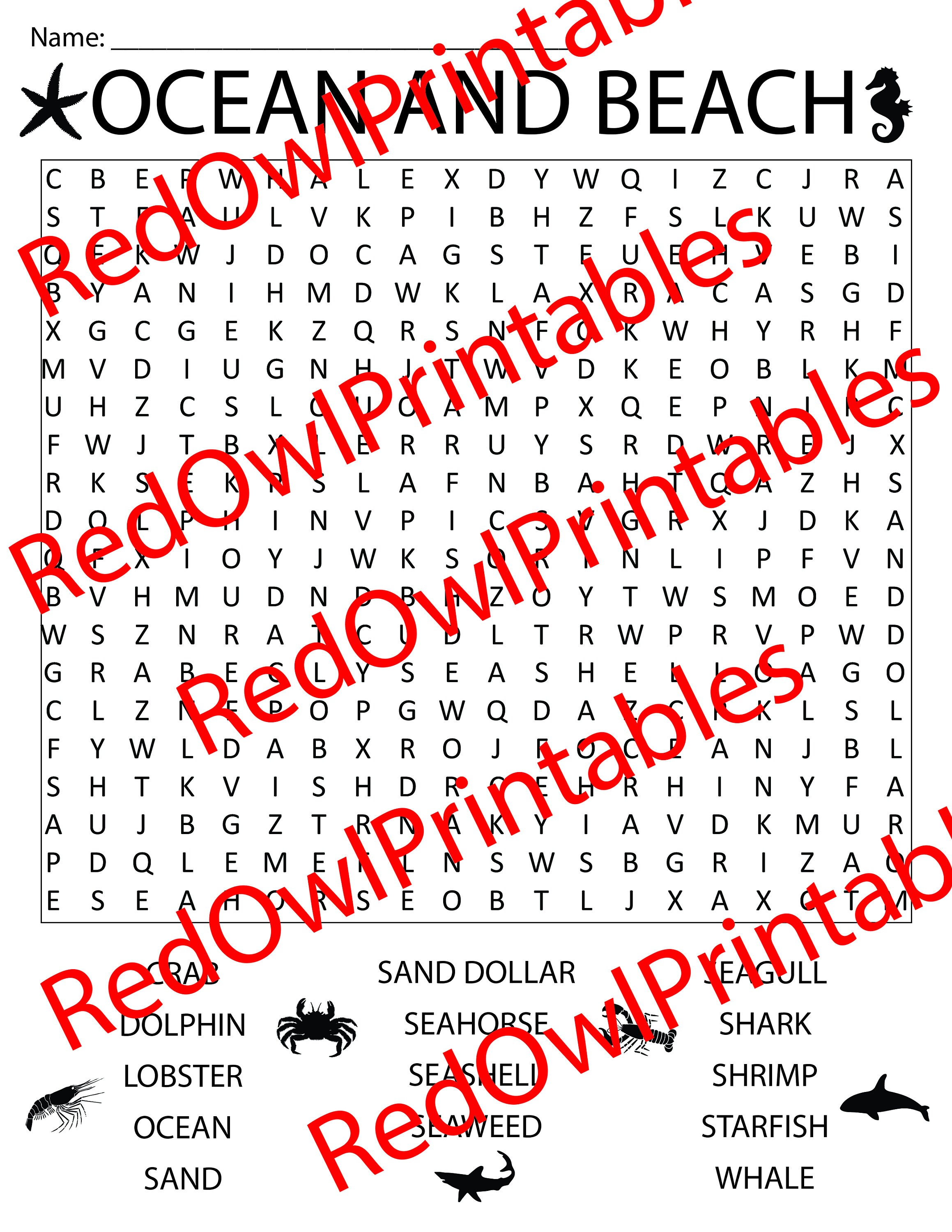 Ocean Word Search, Beach Word Search, Kids Word Search, Word Search ...