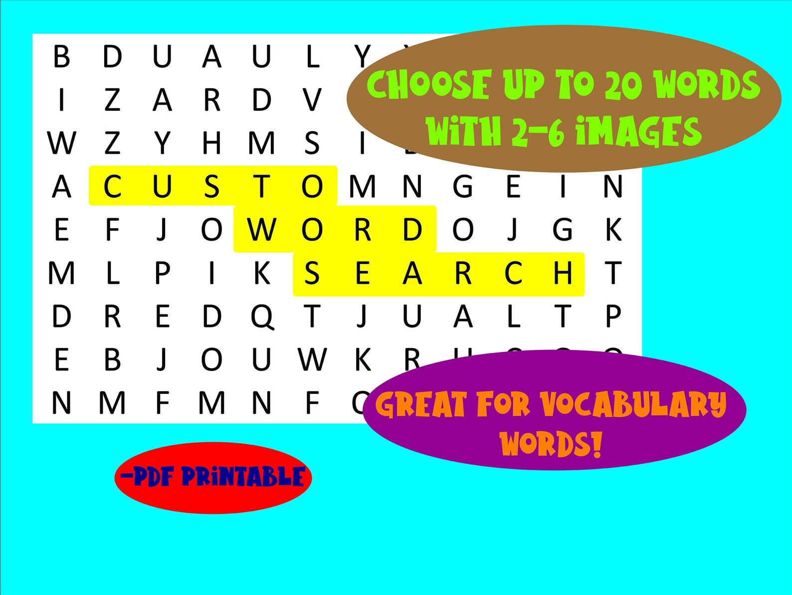 Custom Word Search, Vocabulary Word Search, Teacher Word Search, Custom ...